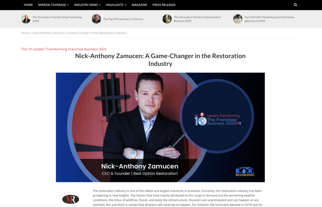 Top 5 Takeaways from Mirror Review Interview with Nick-Anthony Zamucen, Founder and CEO of Bio ...